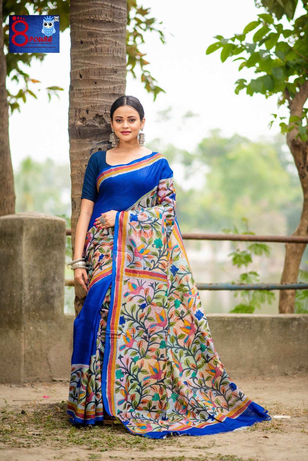 Hand Kantha Stitch Embroidery on Pure Bangalore Silk